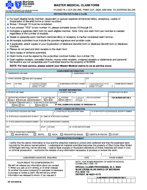 Blue Cross Blue Shield Association Member Claim Form Templates ...