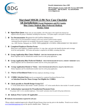 Fillable Online Maryland MSGR (2-50) New Case Checklist - Benefit ...