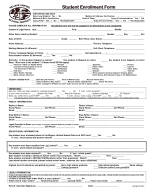 Fillable Online mojave k12 ca Enrollment Packet - Mojave Unified School District Fax Email Print ...