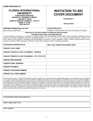Fillable Online bids fiu Invitation to bid cover document - Competitive ...