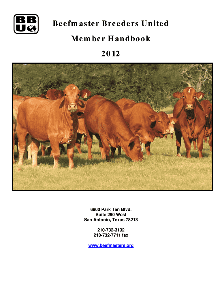 Fillable Online The BBU Member Handbook - Beefmaster Breeders United Fax Email Print - pdfFiller