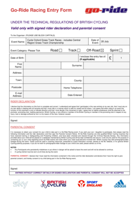 Fillable Online Go-Ride Racing Entry Form Fax Email Print - pdfFiller