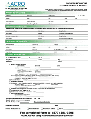 Fillable Online Acro Meds Form-GROWTH_HORMONE - Acro Pharmaceutical ...