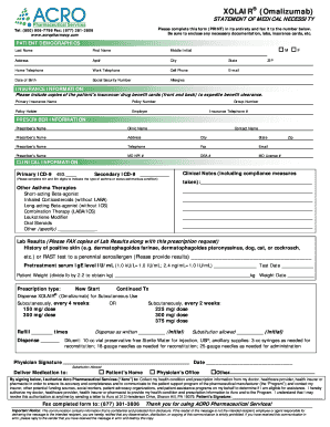 Fillable Online Acro.XolairRxForm - Acro Pharmaceutical Services Fax Email Print - pdfFiller