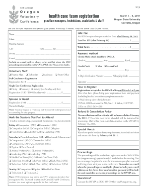 Fillable Online oregonvma 2011 OVC Registration Form Staff. 2011 OVC ...