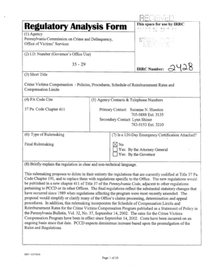 Fillable Online Regulatory Analysis Form - Statewatch Fax Email Print ...