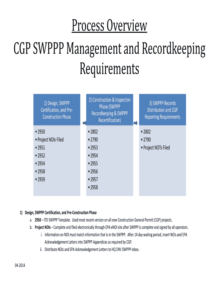 Fillable Online itd idaho CGP SWPPP Management and Recordkeeping - itd ...