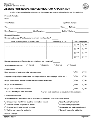 Fillable Online dhs state il ASSETS FOR INDEPENDENCE PROGRAM ...