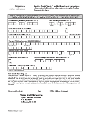 Fillable Online lorainccc Equifax Credit Watch by Mail Enrollment Form ...
