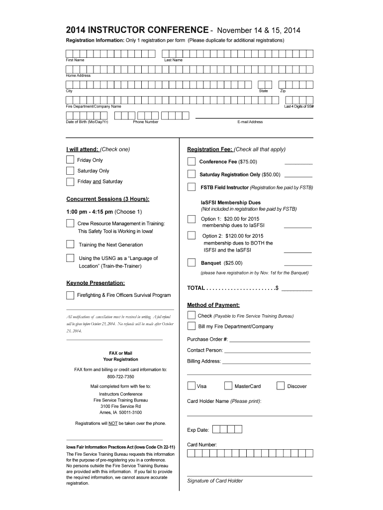 Fillable Online Registration Information Only 1 registration per form ...