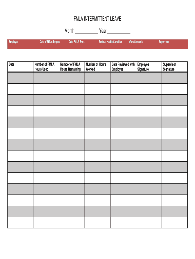 Fillable Online FMLA INTERMITTENT LEAVE Month Year - Louisiana Fax ...