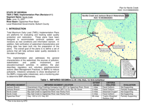 Fillable Online I. INTRODUCTION Table 1. IMPAIRED SEGMENTS IN THE HUC ...