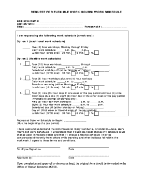 Fillable Online doa louisiana REQUEST FOR FLEXIBLE WORK HOURS/WORK ...
