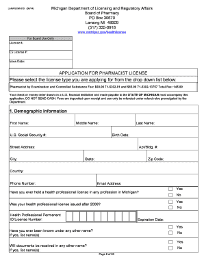 Fillable Online PHARMACIST LICENSE APPLICATION PACKET Fax Email Print ...
