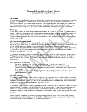 Fillable Online Personally Owned Device Policy Sample Fax Email Print ...