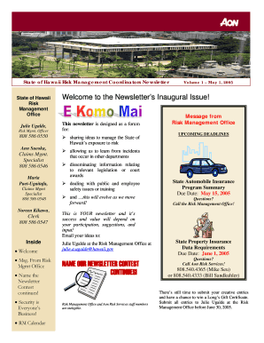 Fillable Online Welcome to the Newsletters Inaugural Issue Fax Email ...
