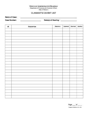 Fillable Online Claimant's Exhibit List form - Hawaii.gov Fax Email ...