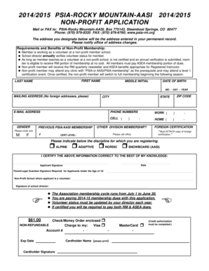 Fillable Online psia-rm Non-Profit Application - PSIA-RM - psia-rm Fax ...