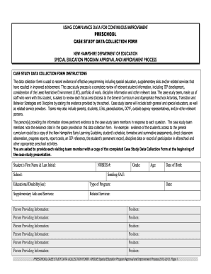 Fillable Online education nh Data Collection Form Preschool 2012-2013 ...