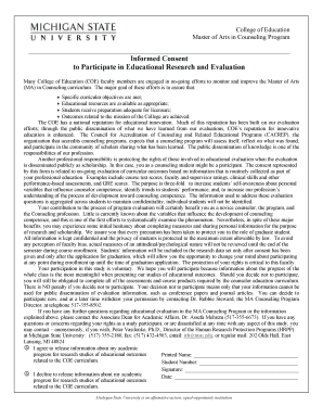 Fillable Online educ msu Informed Consent to Participate in Educational ...