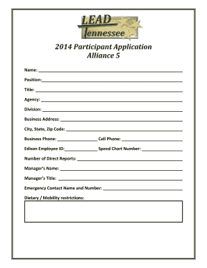 Fillable Online tn 2014 Participant Application Fill-able - TN.gov Fax Email Print - pdfFiller
