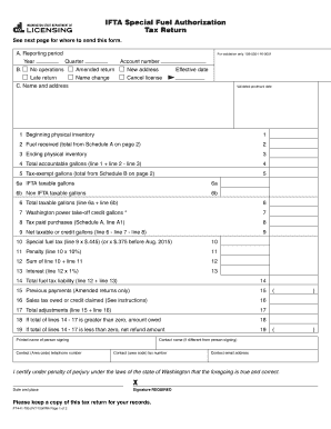 Fillable Online dol wa IFTA Special Fuel Authorization Tax Return ...