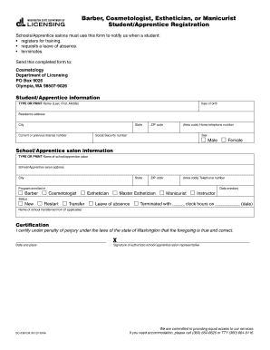 Fillable Online dol wa Barber, Cosmetologist, Esthetician, or ...