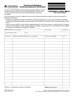 Fillable Online dol wa Funeral and Embalmer Continuing Education ...