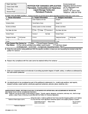 Fillable Online dsps wi Petition for variance - Department Of Safety ...