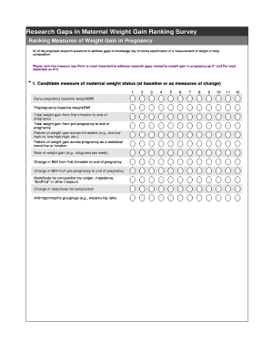 Fillable Online Research Gaps in Maternal Weight Gain Ranking Survey ...