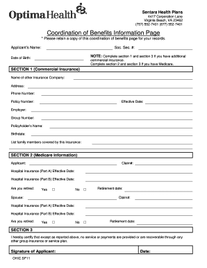 Fillable Online Enrollment / Change Form - Optima Health Members Fax ...