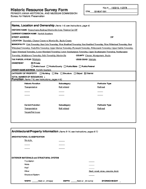 Fillable Online portal state pa Historic Resource Survey Form - Enterprise Portal Information ...