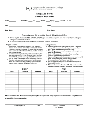 Fillable Online sunyrockland Drop/Add Form - sunyrockland Fax Email ...