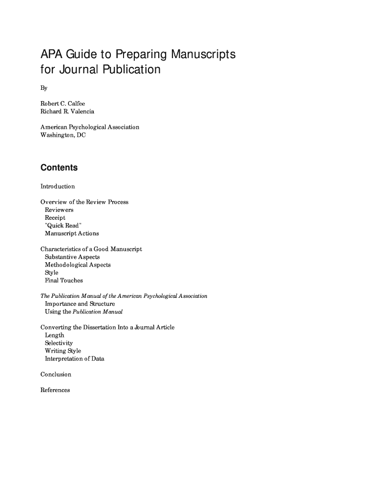 Fillable Online APA Guide to Preparing Manuscripts Fax Email Print ...