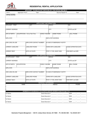 Fillable Online RESIDENTIAL RENTAL APPLICATION - Warehouse Flats Fax ...