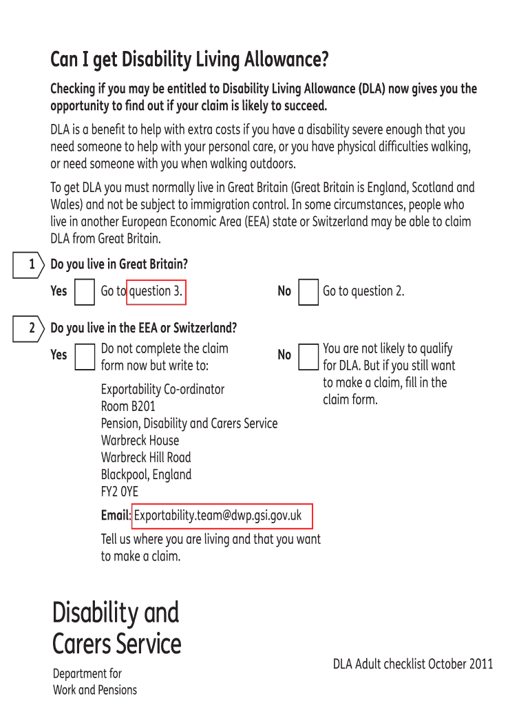 Fillable Online fibrotrust Can I get Disability Living Allowance? Fax ...