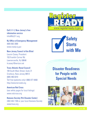 Fillable Online ready nj "Safety Starts with Me" Brochure - State of ...