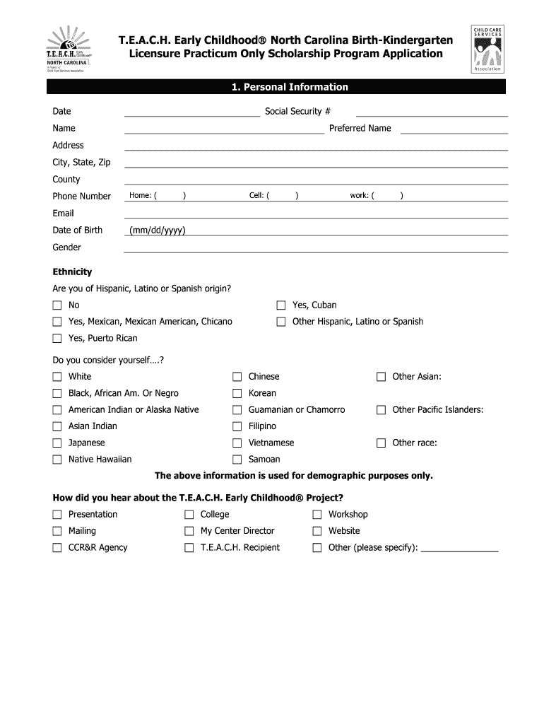 Fillable Online childcareservices Birth-Kindergarten Practicum Only ...