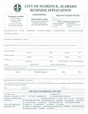 Fillable Online florenceal CITYOF FLORENCE,ffi BUSINESS APPLICATION ...