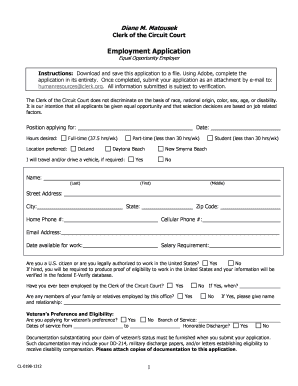 Fillable Online Employment Application - Clerk of the Circuit Court ...