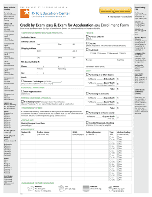 Fillable Online Credit by Exam (CBE) & Exam for Acceleration (EA ...