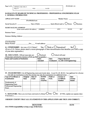 Fillable Online Page 1 of 8 PE EXAM 1.14 Handwritten forms will NOT be ...