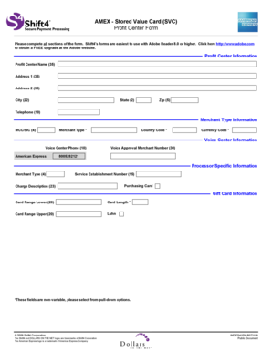 Fillable Online AMEX - Stored Value Card (SVC) Profit Center Form Fax ...
