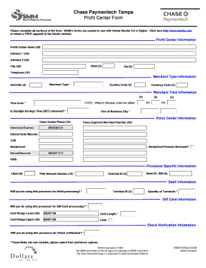 Fillable Online Chase Paymentech Tampa Profit Center Form Please ...