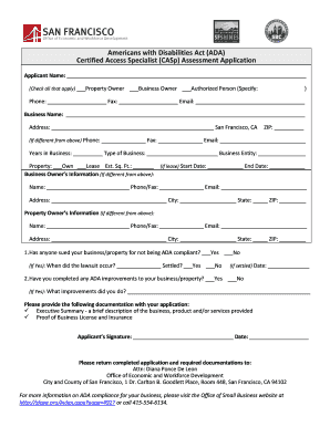 Fillable Online oewd (CASp) Assessment Application - Office of Economic and Workforce ... Fax ...