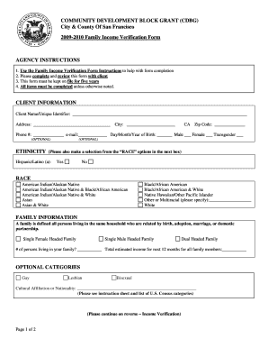 Fillable Online oewd 2009 -10 Income Verification Form - oewd Fax Email ...