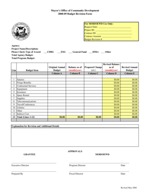 Fillable Online oewd 09-2010 Budget Revision Form - oewd Fax Email ...