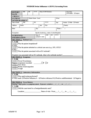 Fillable Online mcms (H1N1) Screening Form - mcms Fax Email Print ...