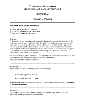 Fillable Online springfielddelco Sketch Plan Checklist Subdivision Land Development ...