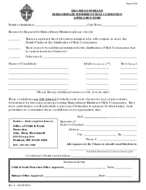 Fillable Online Extraordinary Minister of Holy Communion Application ...